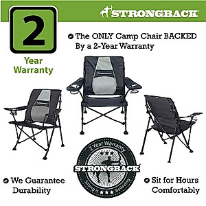 STRONGBACK Camping Chair Guru 3.0 Heavy Duty Camping Chairs with Lumbar Support, Backpack Folding Camp Chair, Black