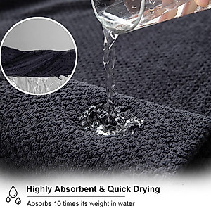 8 Piece Large Black Family Bath Towel Set-2 Oversized Bath Towel Sheets,2 Hand Towels,4 Washcloths-600GSM Soft Highly Absorbent Quick Dry Beach Chair Towels Woven Towels for Bathroom Hotel and Spa