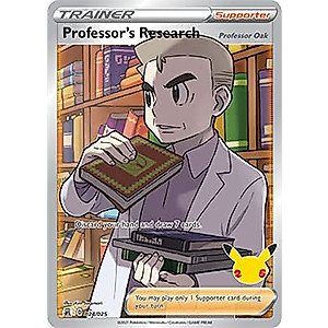 Pokémon Celebrations Professor's Research Card, 25th Anniversary, Ultra Rare Full Art + Surprise Card!
