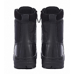 Mens Military Combat Tactical Army Infantry Boots Breathable Round Toe Side Zipper Waterproof Leather Lace-up Shoes for Backpacking Outdoor Hiking Camping Climbing Trekking Hunting Walking Black 5.5