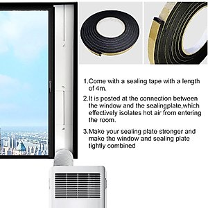Portable Air Conditioner Window Kit with Coupler, Vertical/Horizontal Sliding Window AC Vent Kit, Adjustable Length from 17" to 60" AC Window Seal Plates Kit for 5.9"/15 cm Exhaust Hose