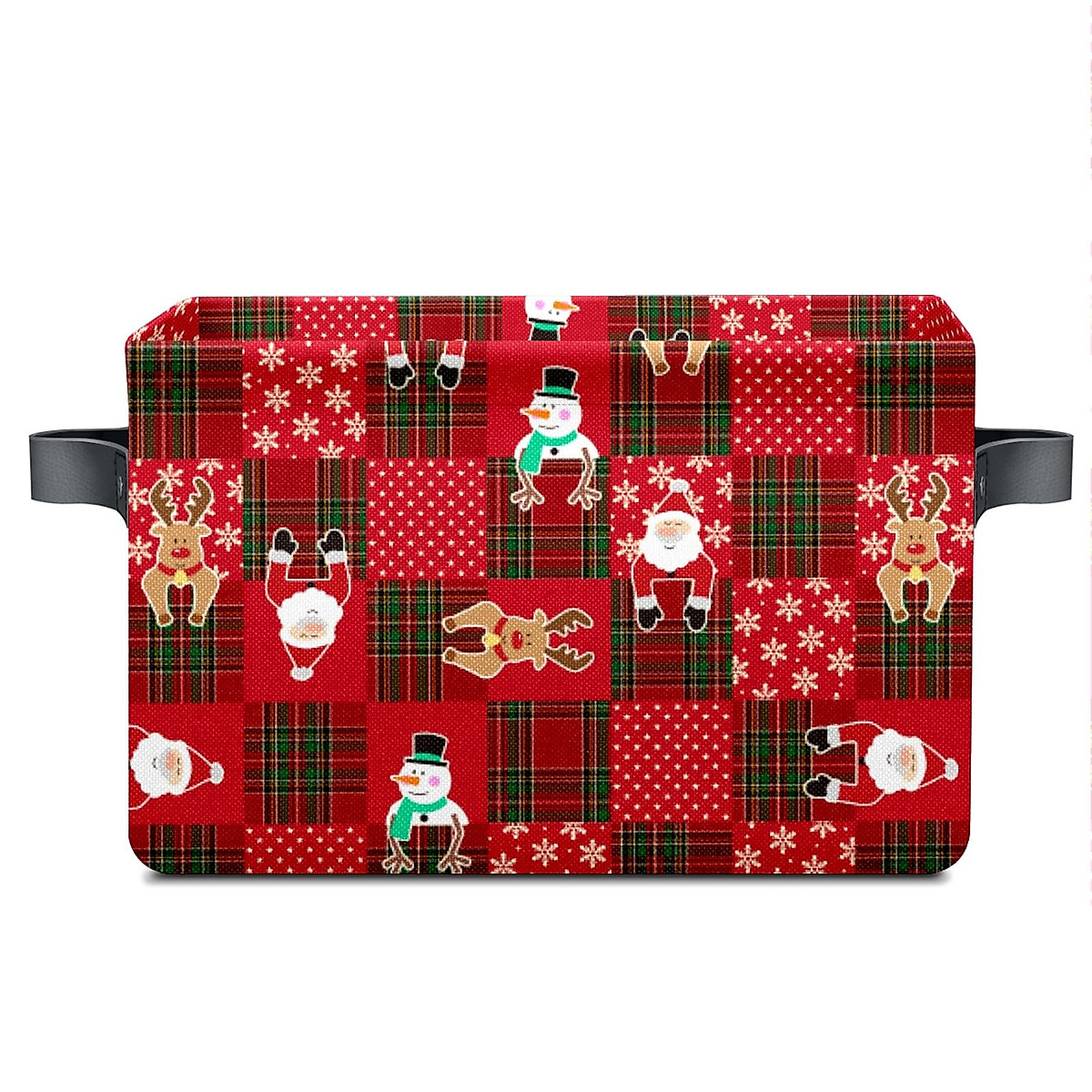 SOLONDA Large Foldable Storage Basket with Handles Closet Baskets for Organizing, Winter Snowman Snowflake Polyester Basket for Storage, Collapsible Storage Bin 10 x 14 x 8 inches