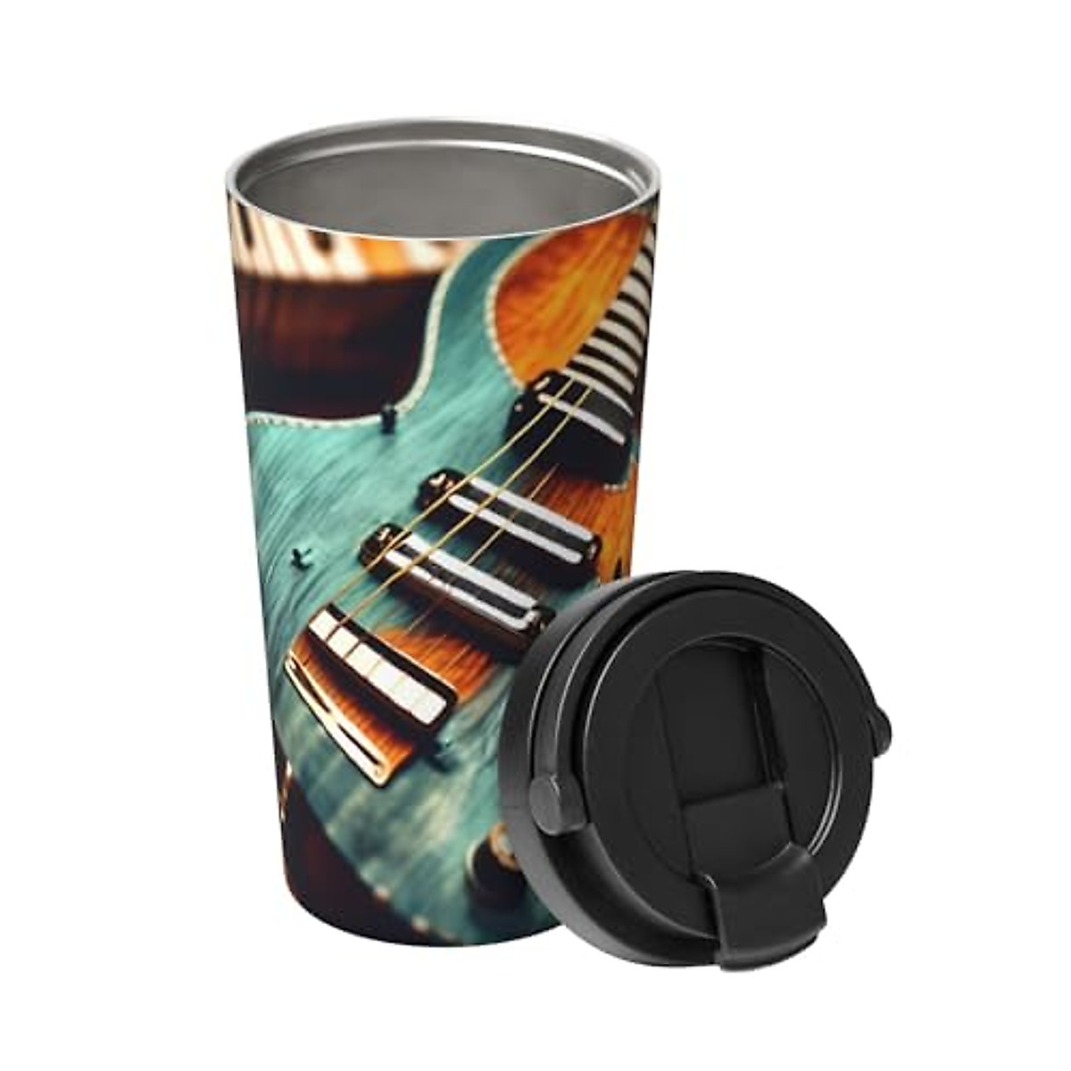 WANGZHAO Musical Guitar patterns Print Double Wall Stainless Steel Vacuum Insulated Tumbler Cup Home Thermal Cup