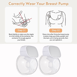 Putybudy S9 Double Wearable Electric Breast Pump, Low Noise/Invisible/Painless Hands Free, 2 Modes & 5 Levels Suction Adjustable & 180ml Collector, Portable for Mom Breastfeeding Anytime, 24MM/Gray