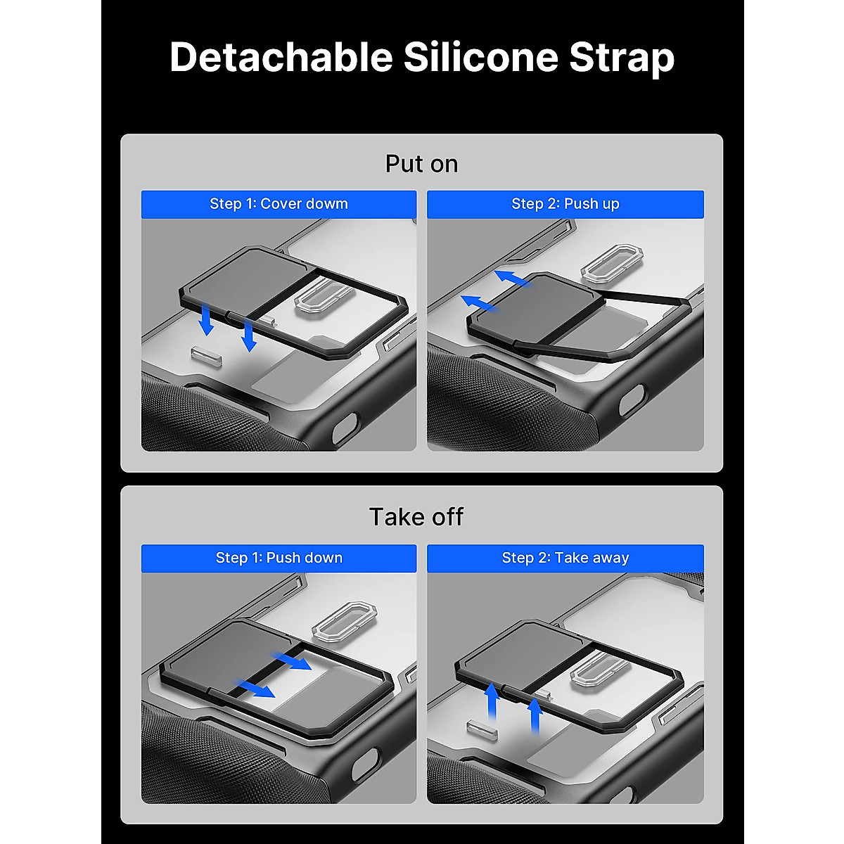 JSAUX PC0104 ModCase for Steam Deck, Steam Deck Case with Detachable Front Shell Include Protective Case, Face Cover,Metal Bracket and Strap-Basic Set