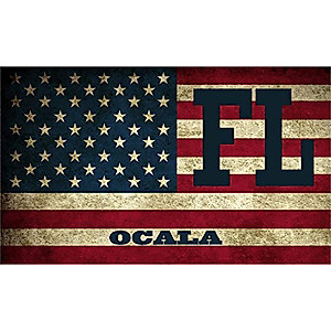 (x3) 2x3 inch Stickers | Reflective Ocala FL Florida Marion County Vintage US Flag Sticker Graphic - Construction Toolbox, Hardhat, Lunchbox, Helmet, Mechanic, Luggage