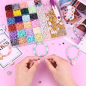 JOICEE 4400pcs Clay Beads for Bracelet Making Kit, Friendship Bracelet Beads Flat Preppy Beads for Jewelry Necklace Earring Making,Aesthetic Boho Clay Beads with Charms Gifts for Teen Girls Wemen.