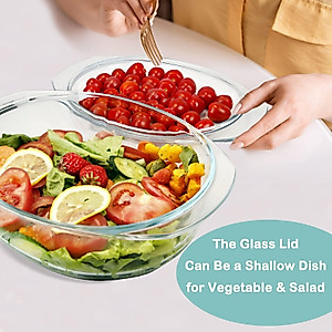 LERIYUFS 3.5L Glass Casserole with Glass Lid, Oval Clear Microwavable Glass Bowl With Lid, Oven Safe Covered Glass Baking Dish for Oven (118 oz-Oval)