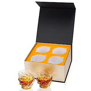 KANARS Whiskey Glasses for Men, 9 Oz Crystal Bourbon Glass Set of 4, Old Fashioned Rocks Barware for Scotch Cognac Vodka Cocktail Rum, Whisky Gifts Set