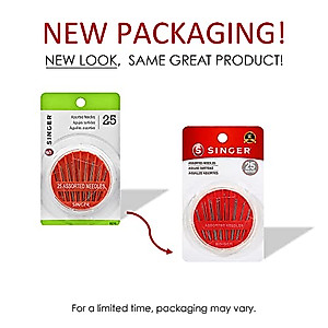 SINGER 00276 Assorted Hand Needles in Compact, 25-Count,Assorted 25/Pkg