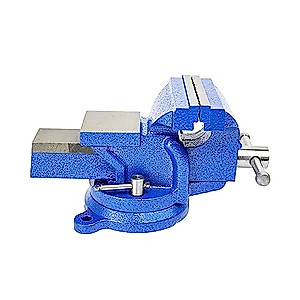 HFS (R) 5" Heavyduty Bench Vise Anvil Forged.360 Swivel Locking Base Desktop Clamp (16LBS), FS Blue Design