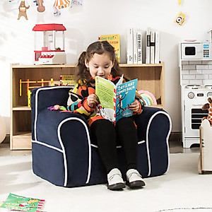 Costzon Kids Couch, Toddler Soft Sofa Chair w/Removable & Washable Velvet Surface for Preschool, Play Room, Nursery, Kindergarten, Toddler Sofa Couch for 0-5 Boys Girls Birthday Gift (Navy Blue)