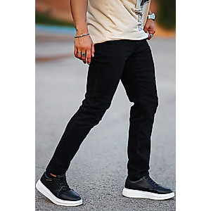 Mens Slim Fit Jeans Stretch Black Denim Pants for Men Skinny Jeans Tapered Leg 30