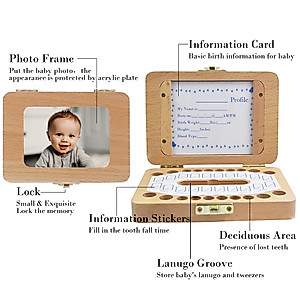 MOLFUJ Baby Tooth Fairy Keepsake Box, Newborn Personalized Wooden Storage Album for Lost Tooth, Children Memory Boxes to Save First Teeth & Hair, Tooth Holders for Lost Teeth