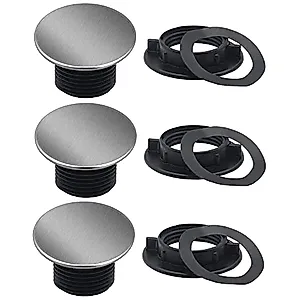Kitchen Sink Hole Cover Black, Brushed Nickel Sink Caps for Top Holes Blanking Plug Stopper Basin Cover, Metal Stainless Steel Faucet/Countertop/Dispenser Hole Cover/Plug (3 Pack, 1.2 to 1.6 Inch)