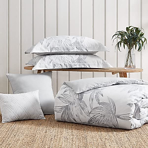 Tommy Bahama- King Duvet Cover Set, Reversible Cotton Bedding Set, Includes Matching Sham(s) with Bonus Throw Pillow Covers (Kayo Grey, King)