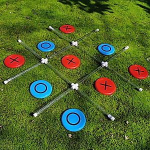 Outdoor Games Giant Tic Tac Toe Games, Yard Lawn Toss Games with Light, Glow in Dark Backyard Games for Family Adults and Kids (3ft x 3ft)
