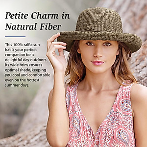 Wallaroo Hat Company – Women’s Petite Catalina Sun Hat – Wide Brim Natural Fiber and Adjustable Sizing for Smaller Crown Sizes – Chic Hat for Garden Parties, Beach Days and Outdoor Events (Natural)