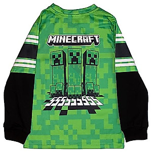 Minecraft Video Game 2-Piece Set, Boys Long Sleeve Active Mesh T-Shirt & Pants 2-Pack Bundle Set (Size 14/16, Green)