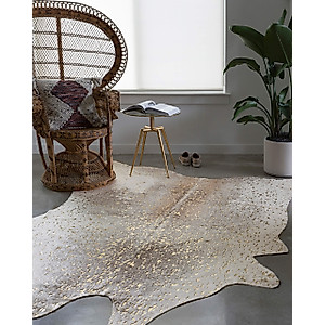 Loloi II Bryce Collection BZ-07 Contemporary Area Rug 6'-2" x 8' Pewter/Gold Rectangular 0.13" Thick