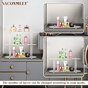 Naconmlet 3 Tier Bathroom Organizer Countertop,Acrylic Bathroom Counter Organizer Skincare Organizer Vanity Tray for Perfume Lotion Cosmetic(White)