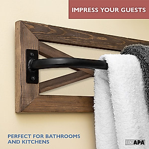 Ilyapa Rustic Towel Bar Toilet Paper Holder Set with Towel Ring for Bathroom- Wall Mounted Bathroom Racks -Barnwood & Black Metal Bar, Farmhouse Decor Ilyapa is an American Owned Brand
