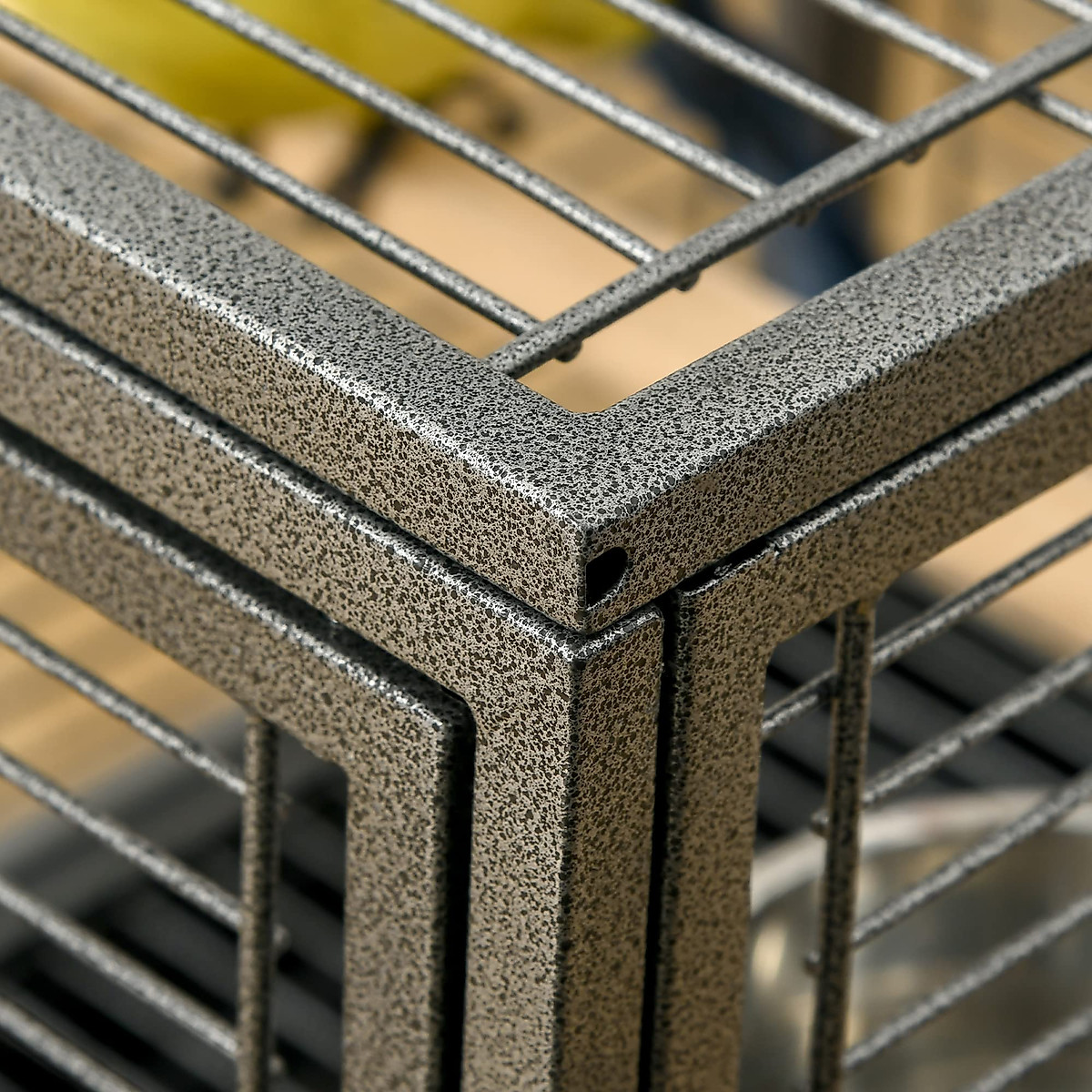 PawHut 18" Heavy Duty Wrought Iron Travel Bird Cage Carrier with Handle Perch and Accessories - Black