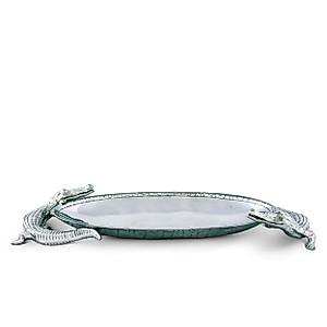 Arthur Court Designs Aluminum Alligator Gator Centerpiece Food Serving Tray Cheese Canapes Pastries 21 inch x 8 inch