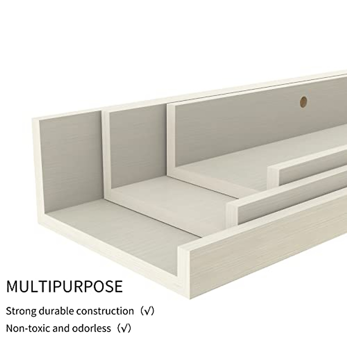 Calenzana 47 Inch Floating Shelves Wall Mounted Set of 3, Long Picture Ledge Shelf for Living Room Bathroom Bedroom Kitchen Office, Creamy White