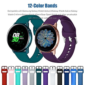 EnoYoo 12 Color Bands Compatible with Samsung Galaxy Watch 4 Galaxy Watch Active 2 40mm 44mm Galaxy Watch 4 Classic Galaxy Watch 5 Watch 5 Pro Watch 3 41mm, 20mm Soft Silicone Sport Strap for