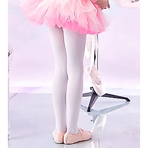 MdnMd Soft Girls Toddler Ballet Dance Tights Footed Ballet Legging Stocking Pantyhose 1 Pairs (White, Child Age 2-4)