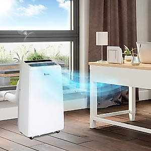 ROVSUN WiFi Enabled 13000 BTU Portable Air Conditioner with Heat, 4-in-1 Cooler, Heater, Dehumidifier, Fan, Room Mobile AC Unit with Remote/APP Control, Rolling Wheels & Easy Installation Kit