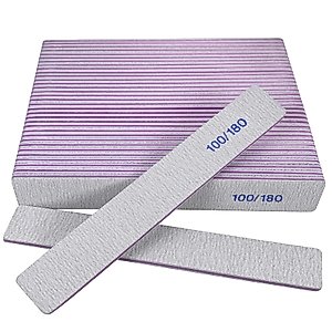 Nail Files (24 Pack), 100/180 Grit Emery Boards Nail File for Natural Nails and Acrylic Nails, Double Sided Emory Boards limas para unas acrilicas Profesional Fingernail Filer Reusable Manicure Gray