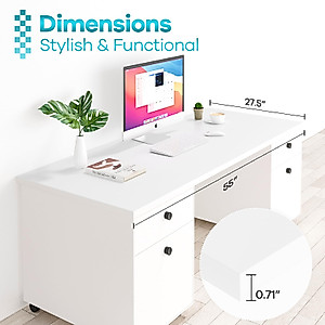 Kaboon 55x27.5 in White Tabletop, Wood Desktop One Piece, Reversible Melamine Countertop for Home and Office