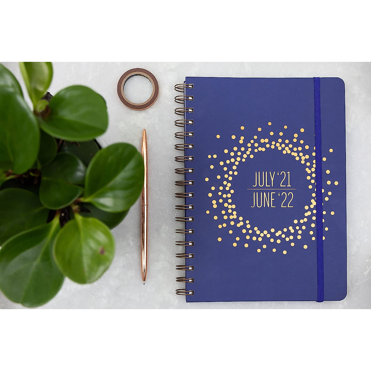 Southworth Academic Planner (July 2021-June 2022), 7" x 9.25", Cobalt Metallic Burst, 28 lb./105 gsm Paper, Medium Twin Wire (92120)