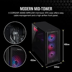 Corsair Vengeance i7400 Series Gaming PC - Liquid Cooled Intel® Core™ i7 13700K CPU - NVIDIA® GeForce RTX™ 4080 Graphics - 32GB Vengeance RGB DDR5 Memory,Black
