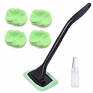 STEVE YIWU Car Window Cleaner, Windshield Cleaning Tool Auto Glass Cleaner Wiper Cars Interior Exterior Window Glass Cleaning Tool, Come with 4 Pads Washer Towel and 30ml Spray Bottle, Use Wet or Dry
