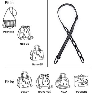 BAIXUEJI Genuine Leather Purse Strap Adjustable Replacement Crossbody Shoulder Bag Handbag (Shoulder Strap (Black))