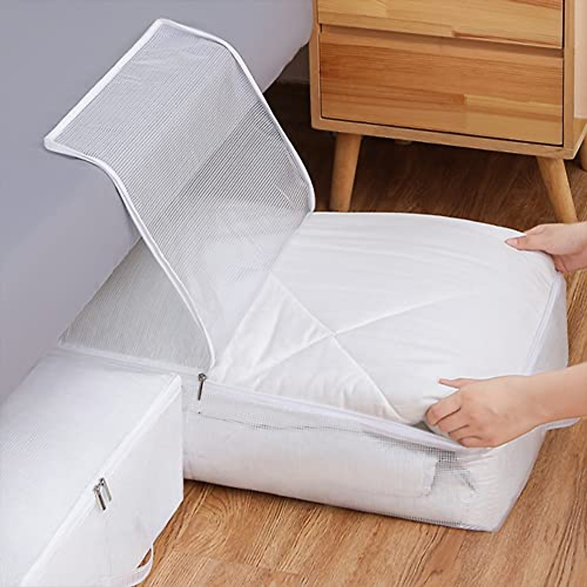 PVC Under-Bed Storage bags with Handle and Zipper Foldable Waterproof Organizer Bag for Clothing,Blankets, Comforters, Toys, Transparent,2or3 Pack