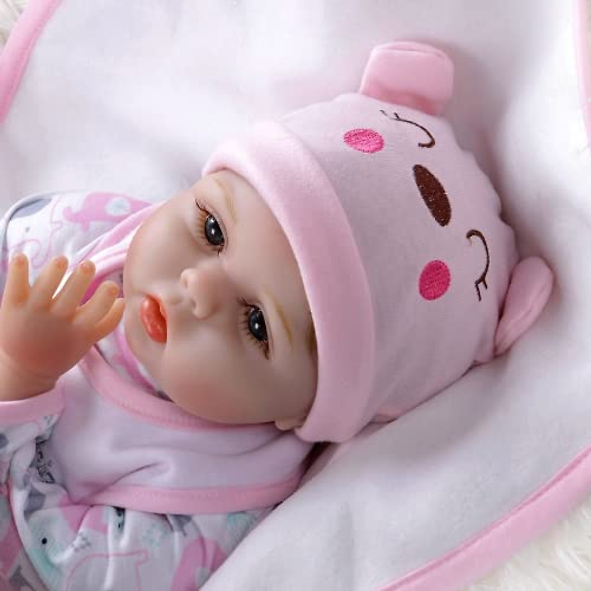 HFSMDM Baby Dolls Reborn Baby Doll 21 Inch Toddler Girl Lifelike Flexible Full Body Soft Real Touch Baby Doll Toy for Girls Newborn Baby Birthday Gift (Brown Eye Doll)
