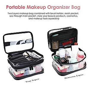 KIPBELIF Clear Makeup Bag Organizers - Multifunction Large Waterproof Portable Travel Makeup Cosmetic Bags