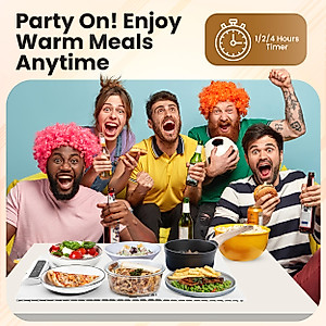 Electric Warming Tray, Food Warming Mat for Parties Buffet, Auto Shut-Off & Child Lock,3 Level Temperature Settings, Portable Foldable Roll Up Heating Pad Daily Use 24x15 Extra Large Sizes(White)