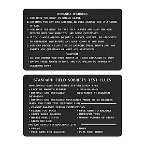 TGCNQ Miranda Warning Card - Miranda Rights Card Metal - Engraved Standard Field Sobriety Test Clues Card for Law Enforcement Officers