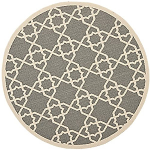 SAFAVIEH Courtyard Collection 6'7" Round Grey/Beige CY6032 Indoor/ Outdoor Splashproof Easy Scrubbing Patio Backyard Mudroom Area Rug