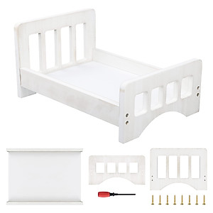 Newborn Photography Props Wooden Bed Baby Photoshoot Props Doll Bed Baby Photo Prop White Wood Mini Bed for Photography Baby Doll Bed Make The Old Bed Photography Props Baby Photo Studio Props