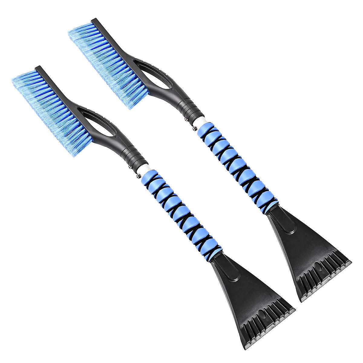 YLCVBUD 27" Snow Brush and Ice Scrapers Detachable Pivoting, Soft Bristle Head,Foam Grip, for Car,Trucks,or SUV Window & Windshield Tool (2pcs)