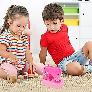 balacoo Kids Sewing Machine Toy Mini Sewing Machine Portable Sewing Machine Sewing Kit for Kids (Pink Without Battery)