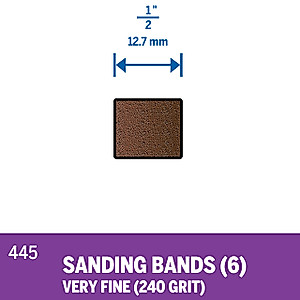 Dremel 445 1/2" 240 grit Rotary Tool Sanding Bands, 6 Pack