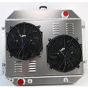 CoolingSnow CC433 Aluminum Radiator for Ford 1966-1979 Bronco F100 F150 F250 F350 Pickup Truck Radiador 3 Row Core Radiators Shroud Fans Relay Kits