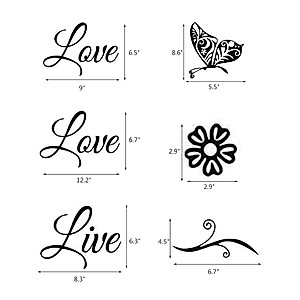 Live Love Laugh Set 3 Wall Sticker Motivational Wall Decals,Family Inspirational Wall Stickers Quotes(18x39, Black)